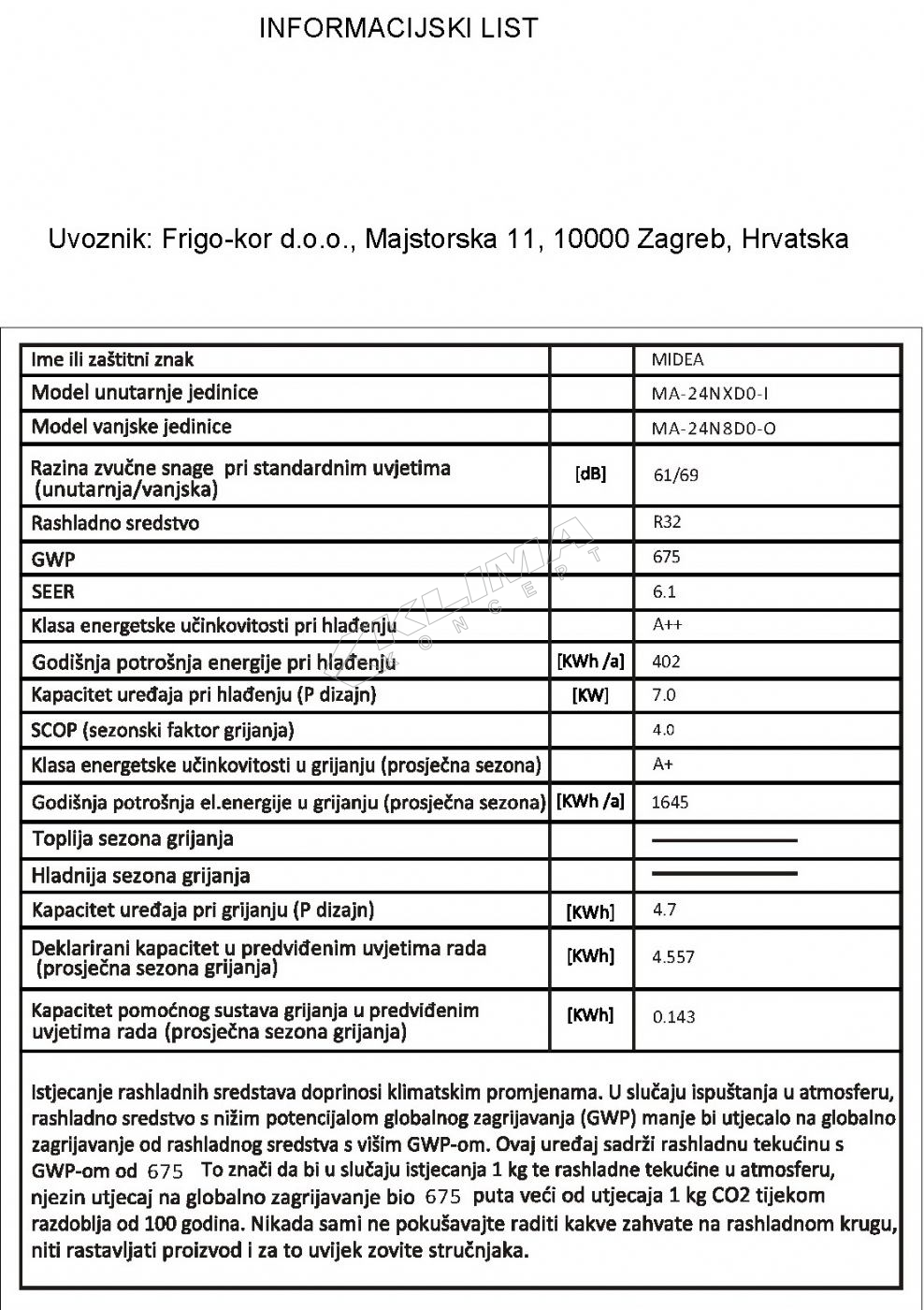 MIDEA KLIMA UREĐAJI – Klima koncept - Web Shop